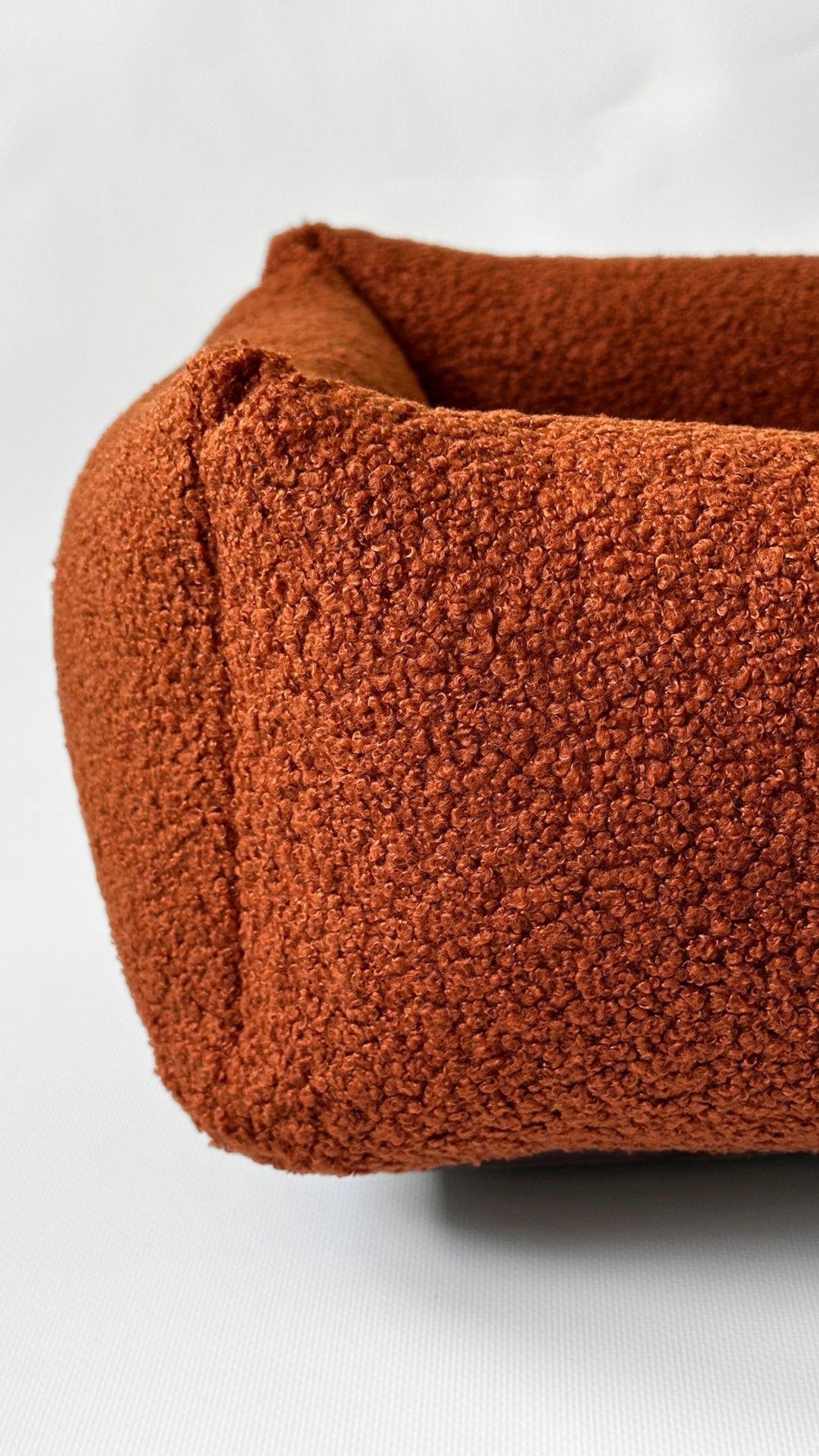 Luxurious Terracotta Boucle Dog Bed, Perfect Gift for Pet Lovers, Soft ...