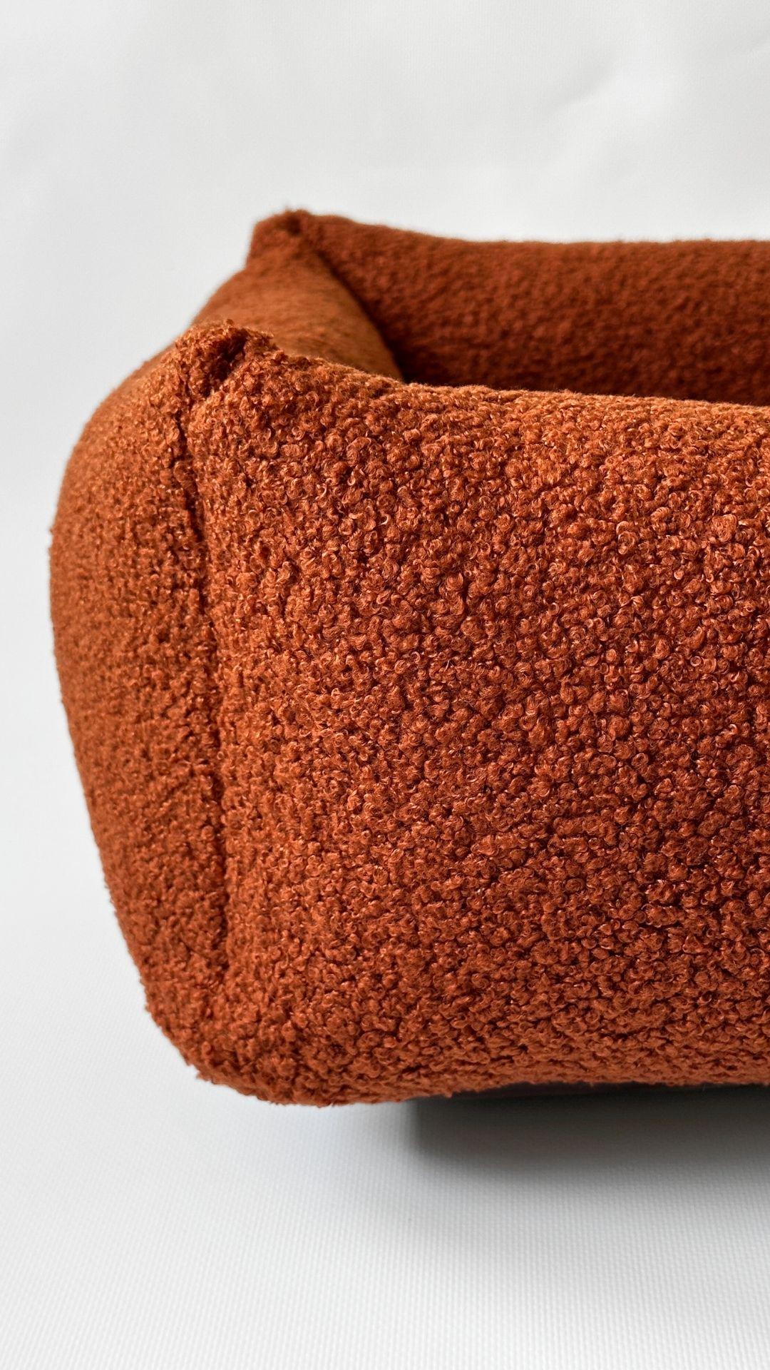 Luxurious Terracotta Boucle Dog Bed, Perfect Gift for Pet Lovers, Soft ...