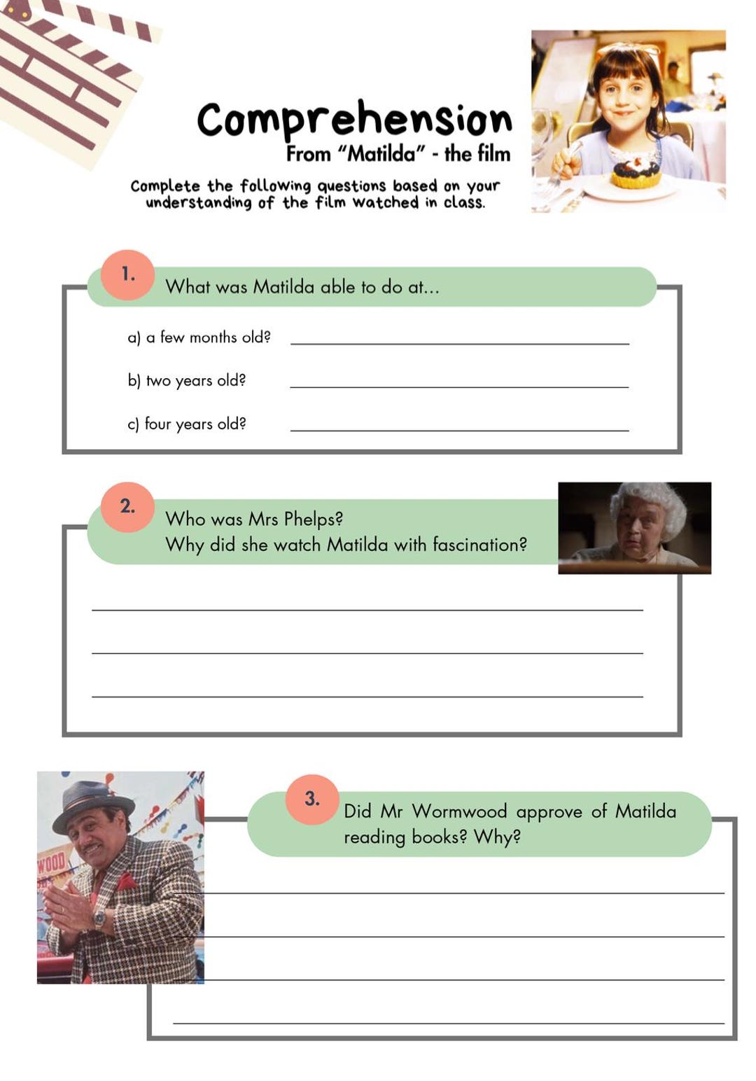 Matilda the Film Worksheet for 10 to 11 Year Olds - Etsy