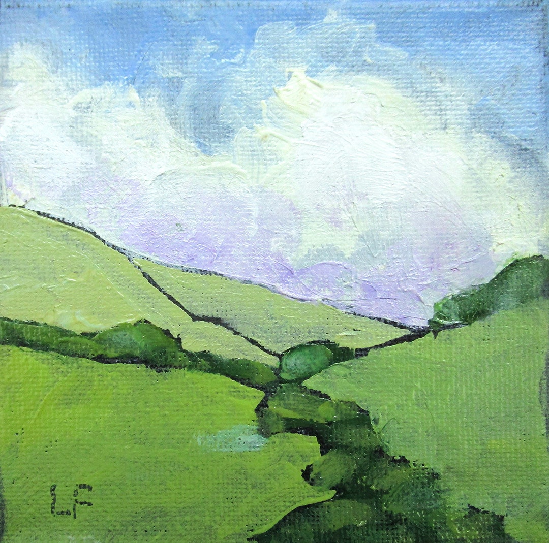 Miniature Malibu Hills 4X4 Lynne French California Landscape O/C ...