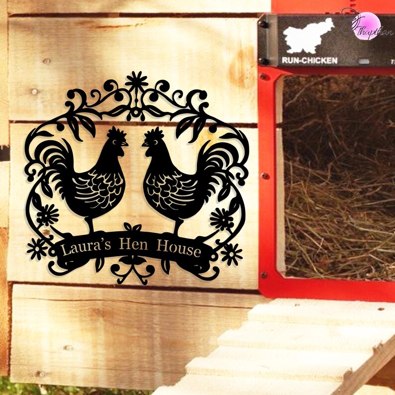 Personalized Metal Chicken Coop Sign With Floral Design,farmhouse Wall ...