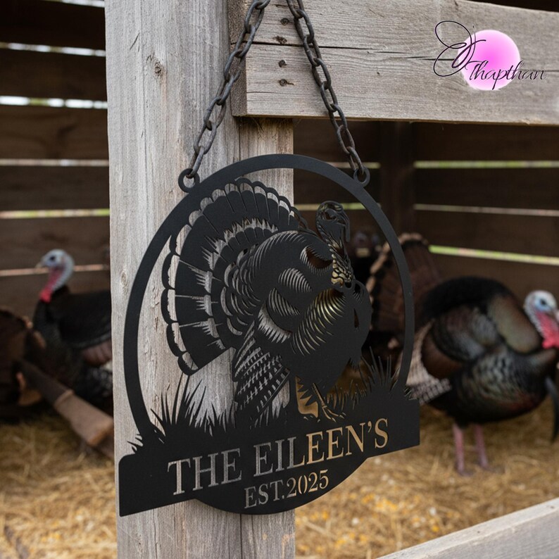 Personalized Wild Turkey Farm Metal Wall Art, Custom Turkey Farm Name ...