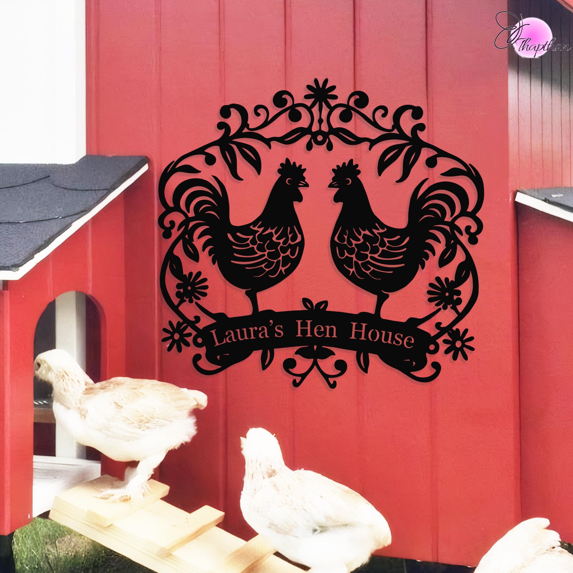 Personalized Metal Chicken Coop Sign With Floral Design,farmhouse Wall ...