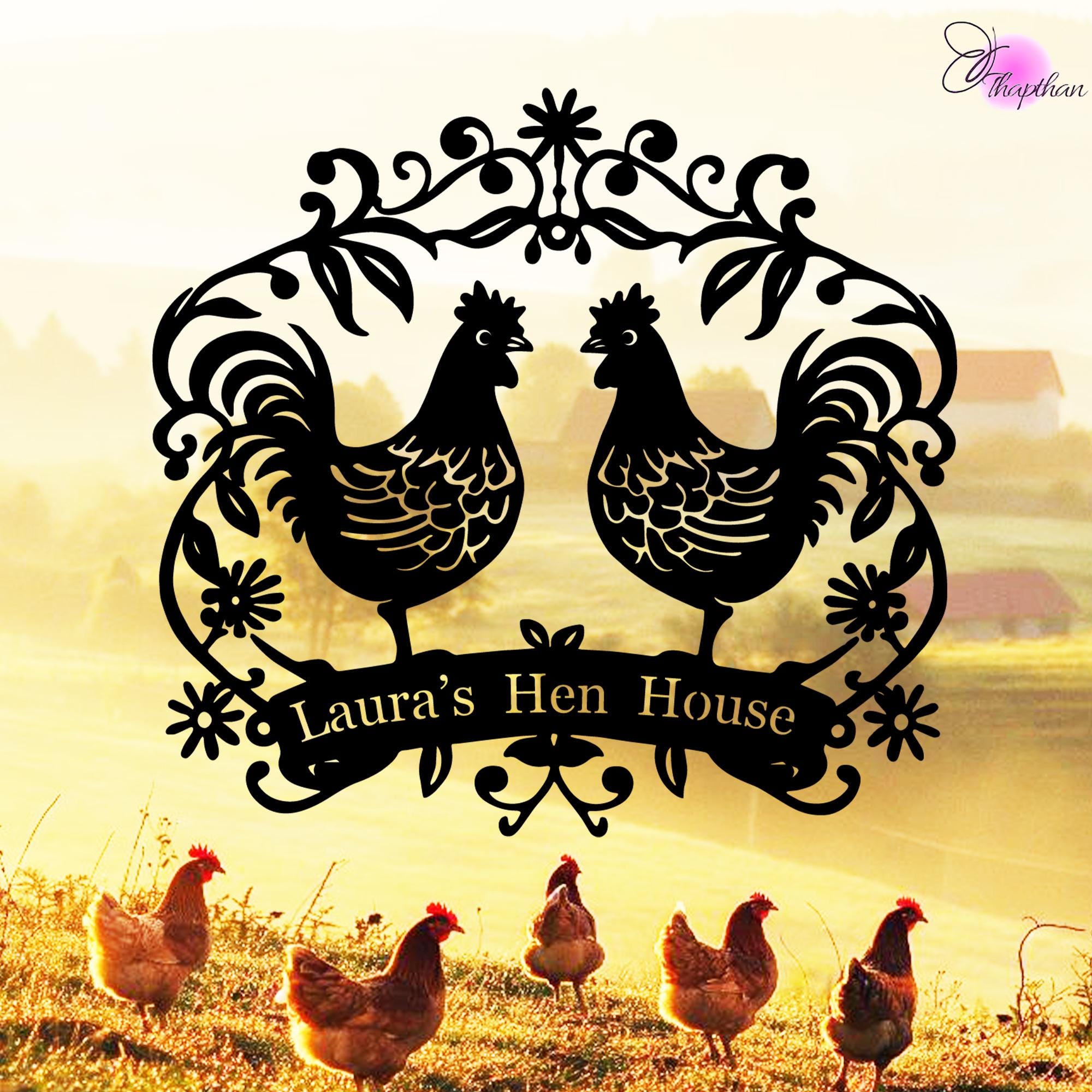 Personalized Metal Chicken Coop Sign With Floral Design,farmhouse Wall ...