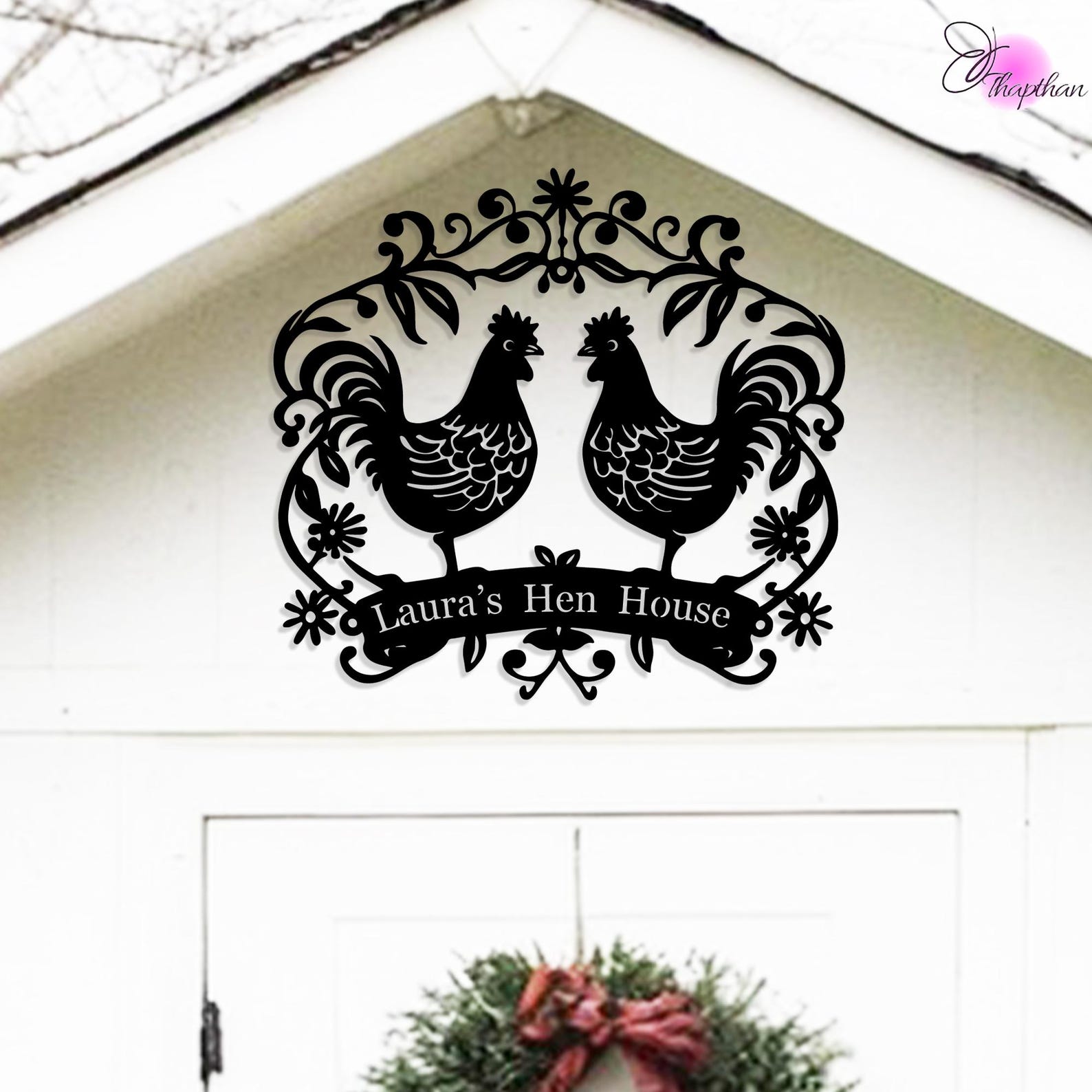 Personalized Metal Chicken Coop Sign With Floral Design,farmhouse Wall ...