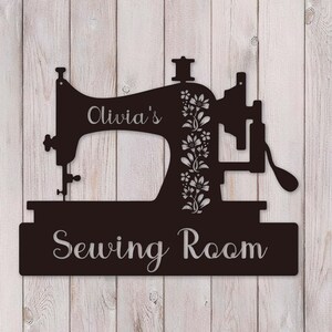 Personalized Metal Sewing Sign,custom Name Sewing Room,sewing Machine ...