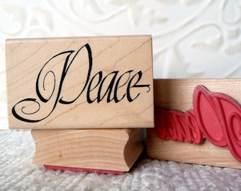 Peace Script Rubber Stamp From Oldislandstamps | Etsy