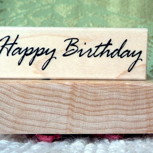 Simple Happy Birthday Rubber Stamp From Oldislandstamps - Etsy
