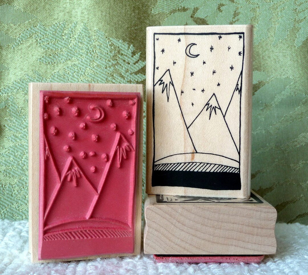 Mountain Scene Rubber Stamp From Oldislandstamps - Etsy