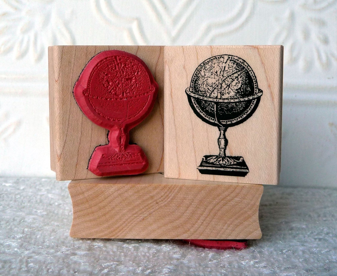 Vintage Old World Globe Rubber Stamp From Oldislandstamps - Etsy