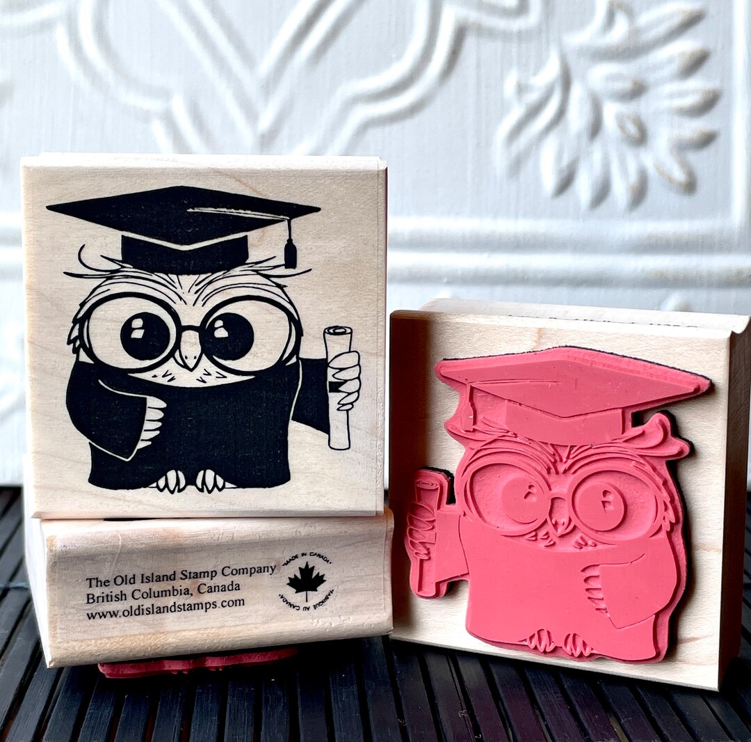 Wise Graduation Owl Rubber Stamp From Oldislandstamps - Etsy