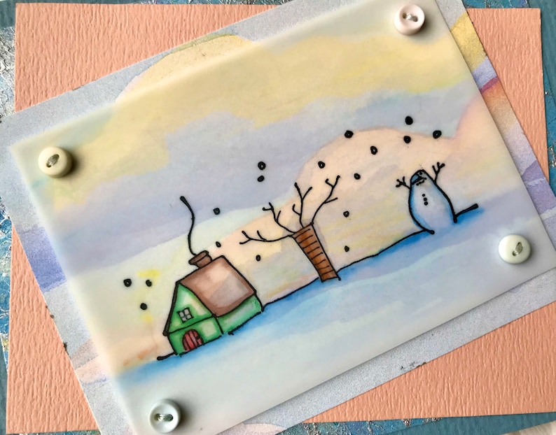 Winter Snowscene Rubber Stamp From Oldislandstamps - Etsy