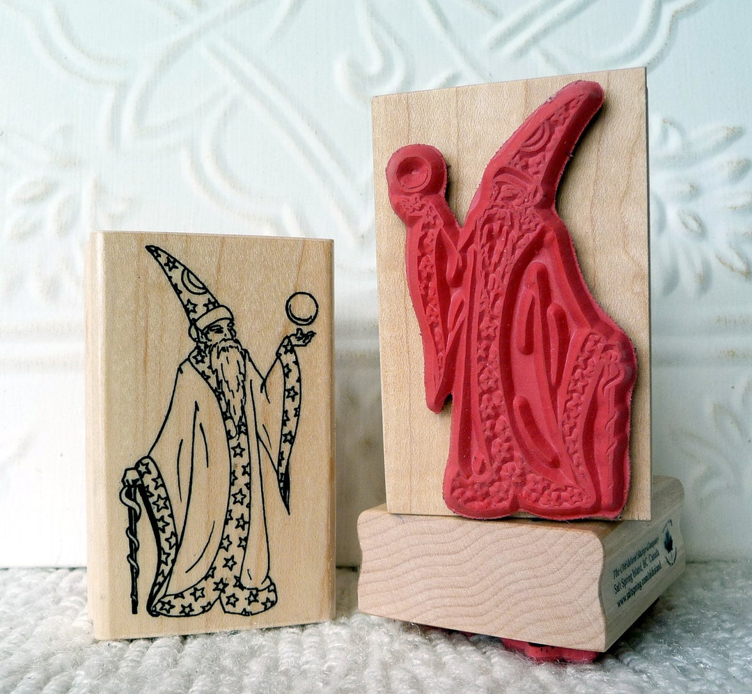 Wizard Rubber Stamp From Oldislandstamps - Etsy
