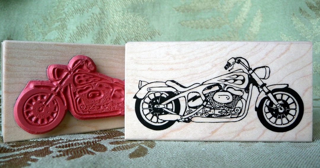 Twin V Motorcycle Rubber Stamp From Oldislandstamps - Etsy