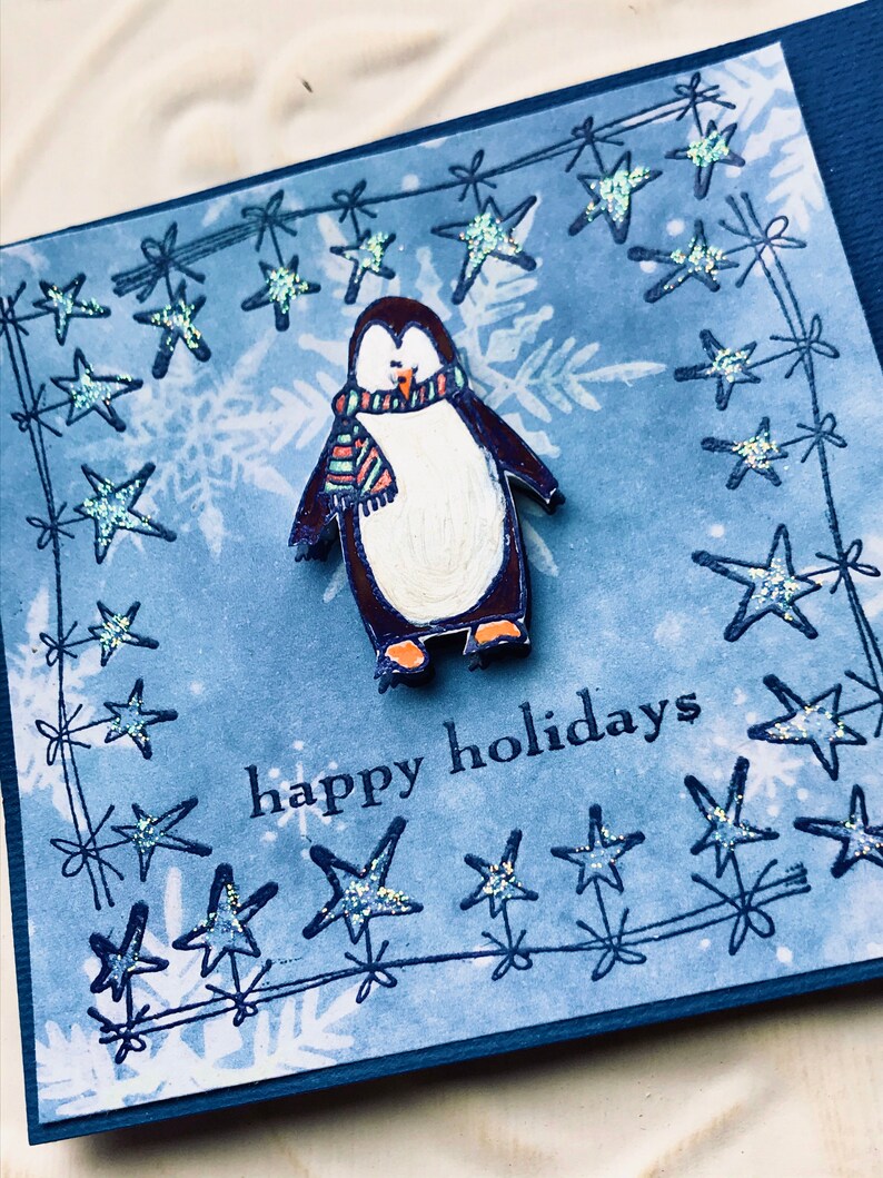 Holiday Penguin Rubber Stamp From Oldislandstamps - Etsy