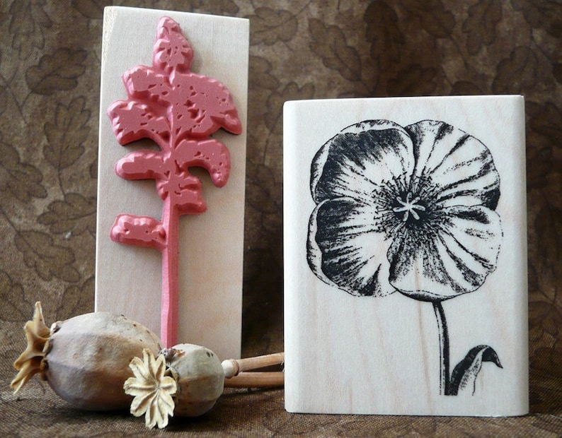 Vintage Poppy Flower Rubber Stamp From Oldislandstamps - Etsy