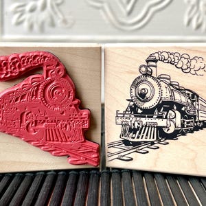 Vintage Steam Engine Train Rubber Stamp From Oldislandstamps - Etsy