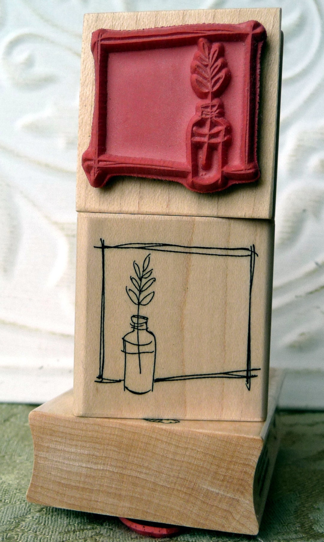 Sprig and Frame Rubber Stamp From Oldislandstamps - Etsy