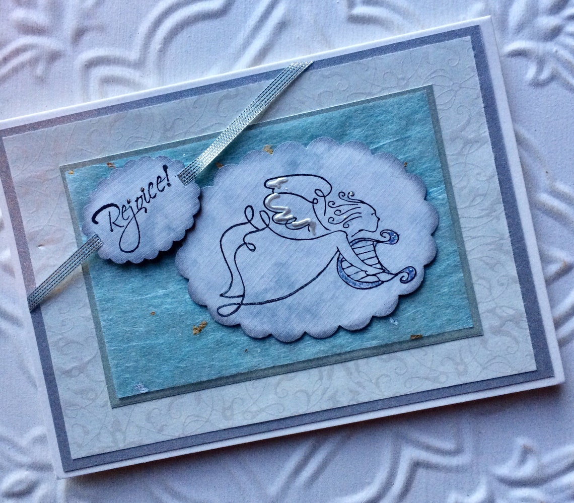 Heavenly Harpist Angel Rubber Stamp From Oldislandstamps - Etsy
