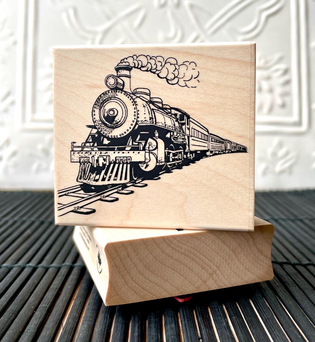 Vintage Steam Engine Train Rubber Stamp From Oldislandstamps - Etsy