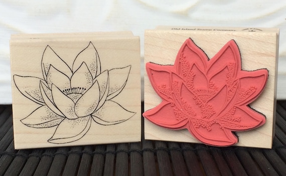 Lotus Flower Rubber Stamp From Oldislandstamps - Etsy