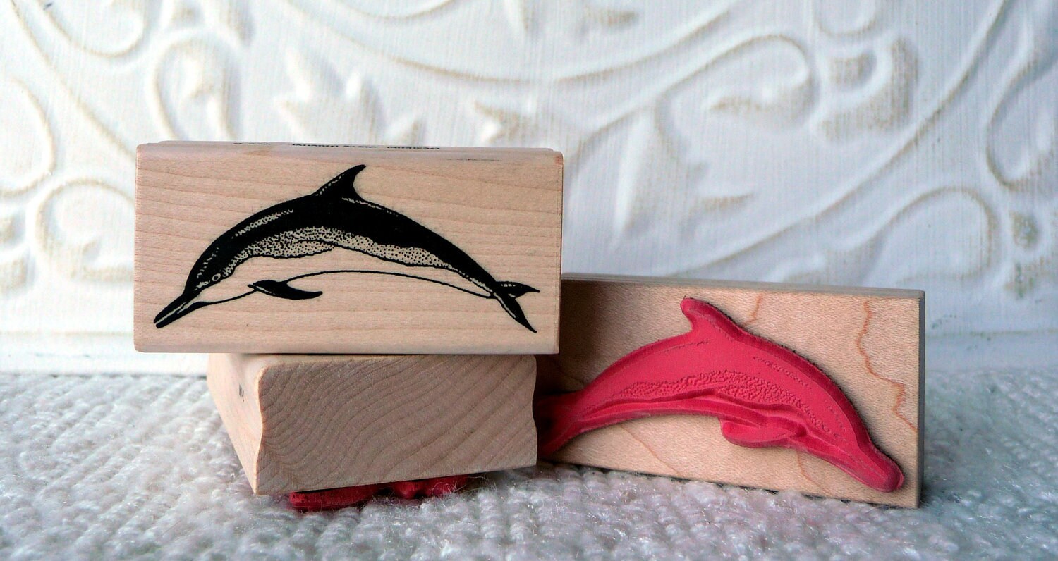 Dolphin Rubber Stamp From Oldislandstamps - Etsy