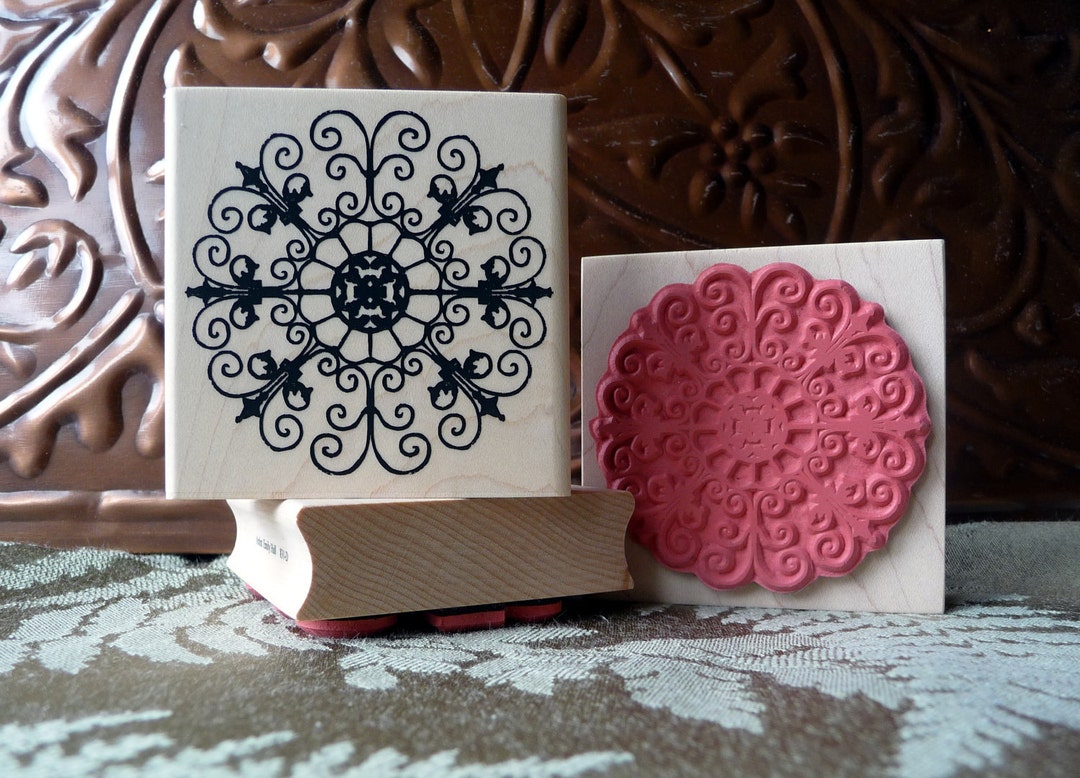 Iron Garden Medallion Rubber Stamp From Oldislandstamps - Etsy