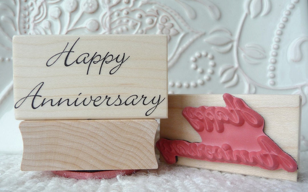 Happy Anniversary Rubber Stamp From Oldislandstamps - Etsy