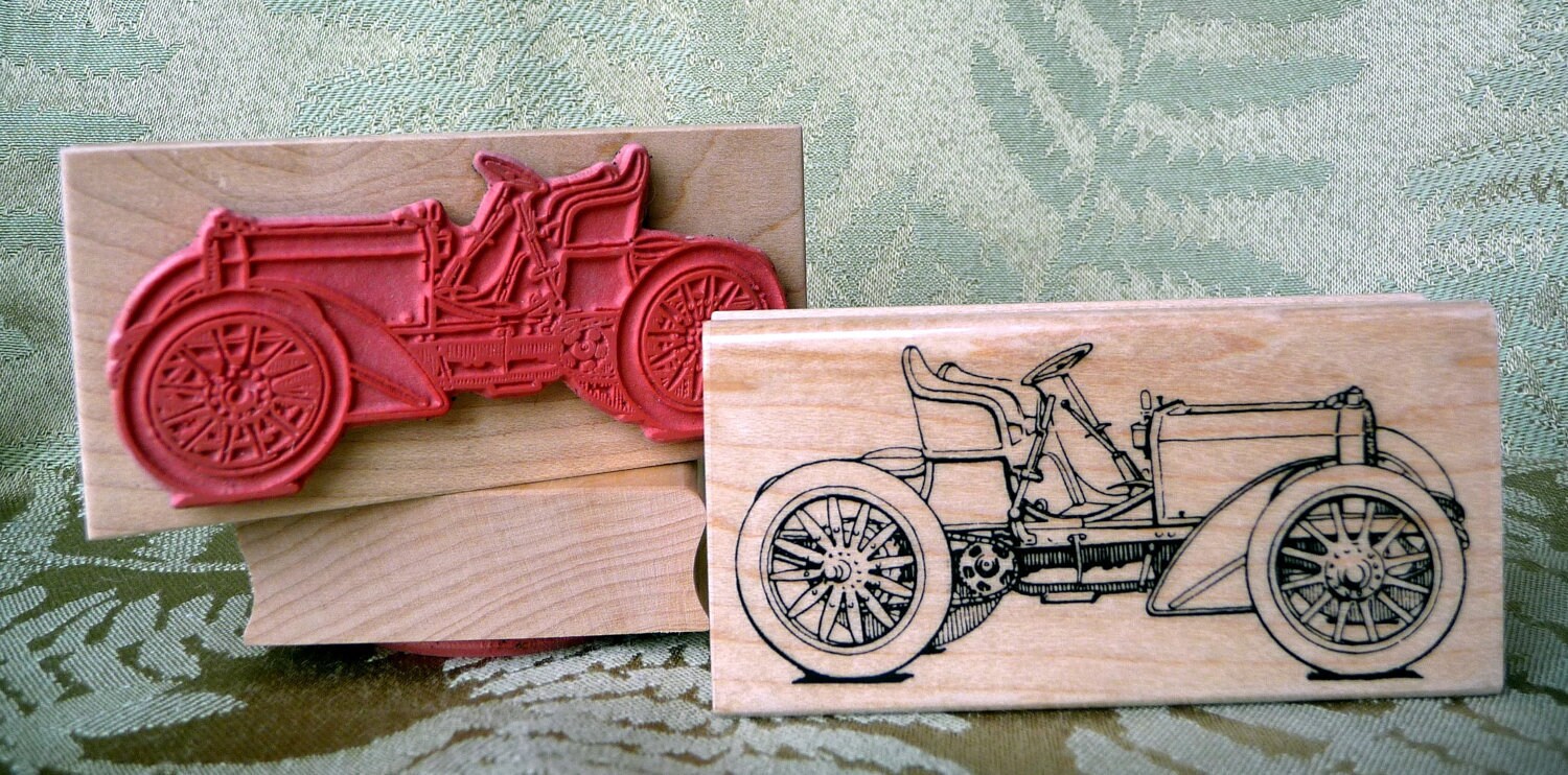 Mercedes Vintage Car rubber stamp from oldislandstamps | Etsy