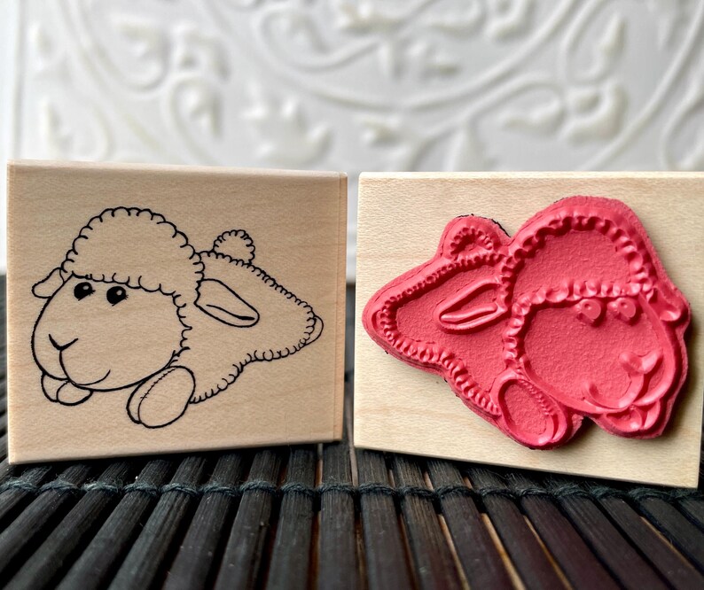 Plush Lamb Baby Toy Rubber Stamp From Oldislandstamps - Etsy