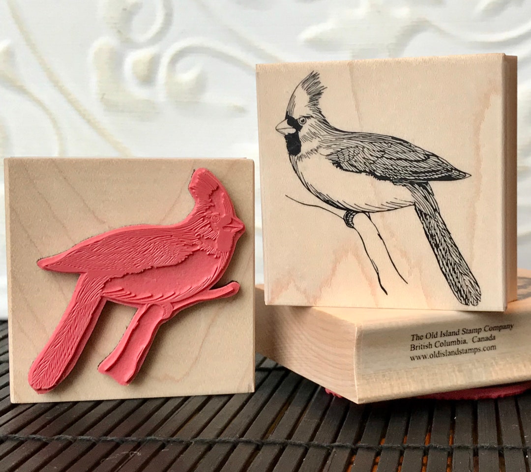 Cardinal Bird Rubber Stamp From Oldislandstamps - Etsy