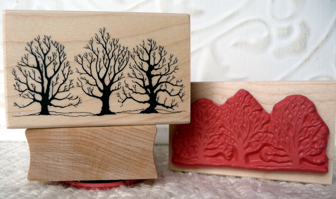 Winter Trees Rubber Stamp From Oldislandstamps - Etsy