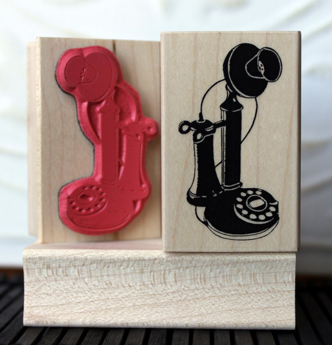 Vintage Candlestick Telephone Rubber Stamp From Oldislandstamps - Etsy