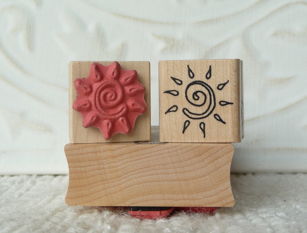 Swirly Sun Rubber Stamp From Oldislandstamps - Etsy