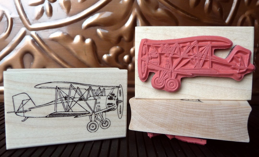 Biplane Rubber Stamp From Oldislandstamps - Etsy
