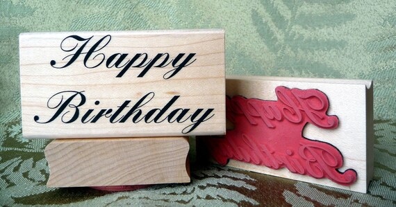Happy Birthday rubber stamp from oldislandstamps | Etsy