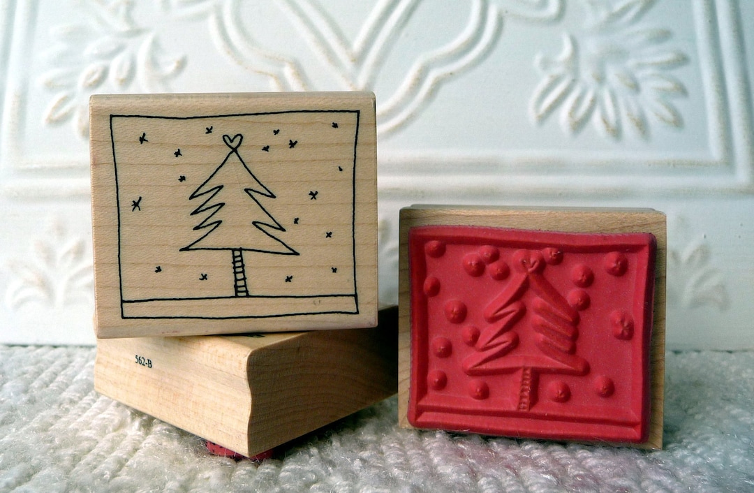 Framed Christmas Tree Rubber Stamp From Oldislandstamps - Etsy
