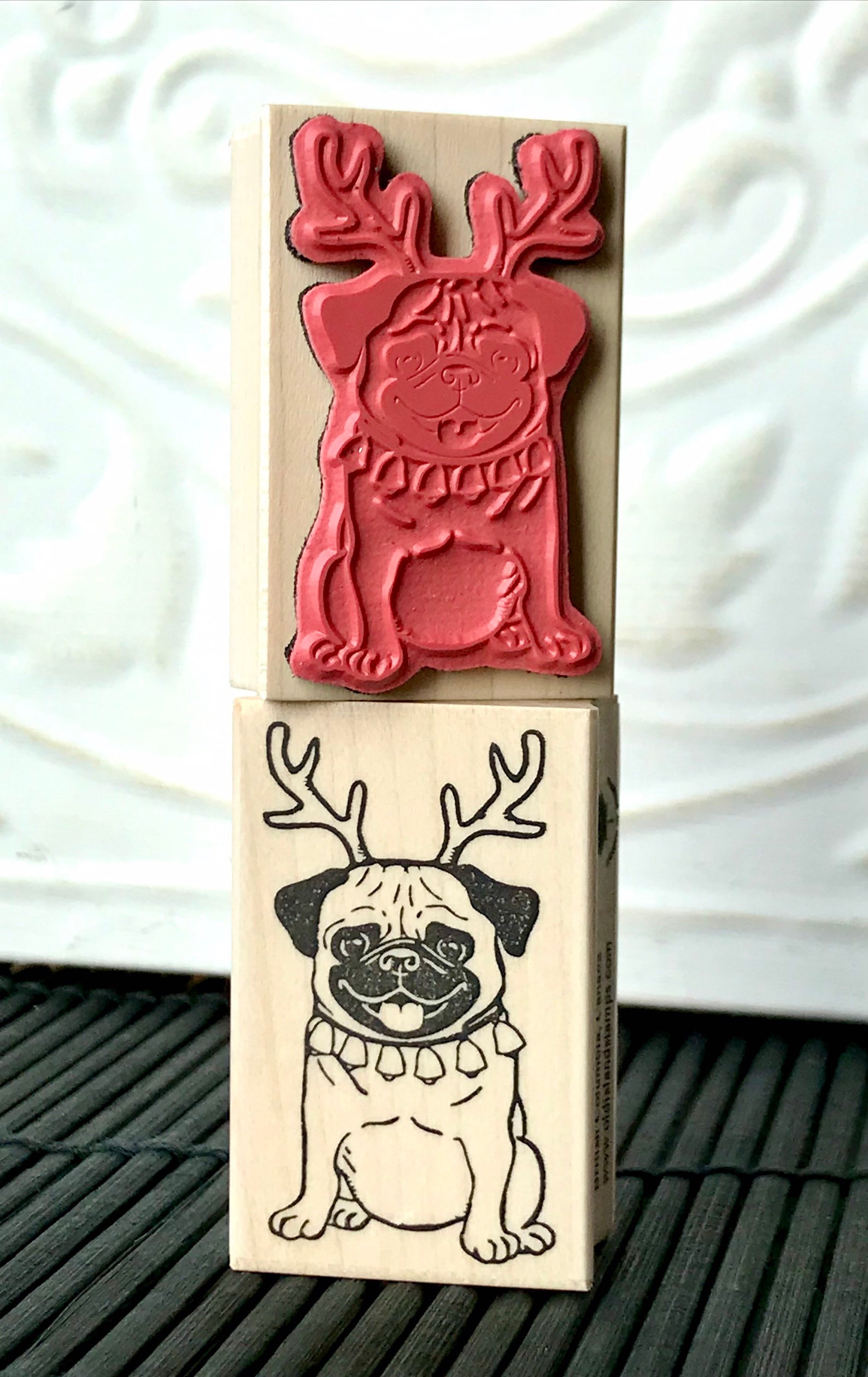 Pugsy the Christmas Pug Dog Rubber Stamp From Oldislandstamps - Etsy Canada
