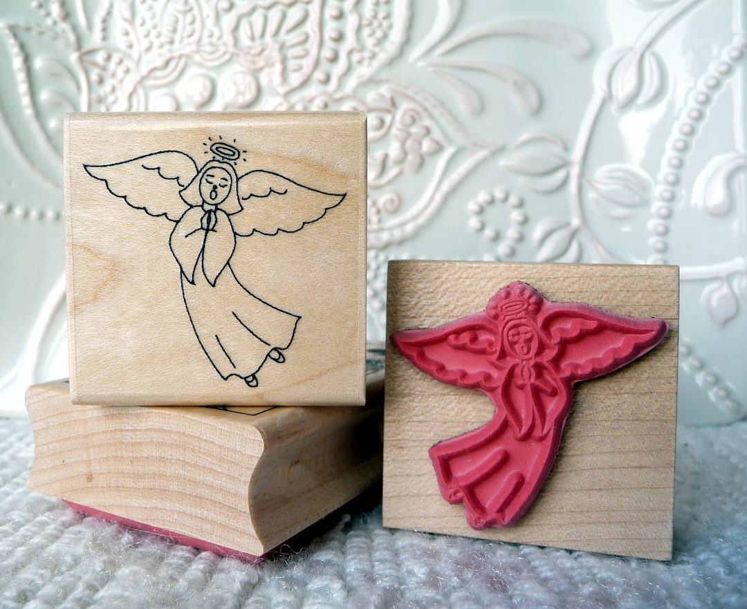 Singing Angel Rubber Stamp From Oldislandstamps - Etsy
