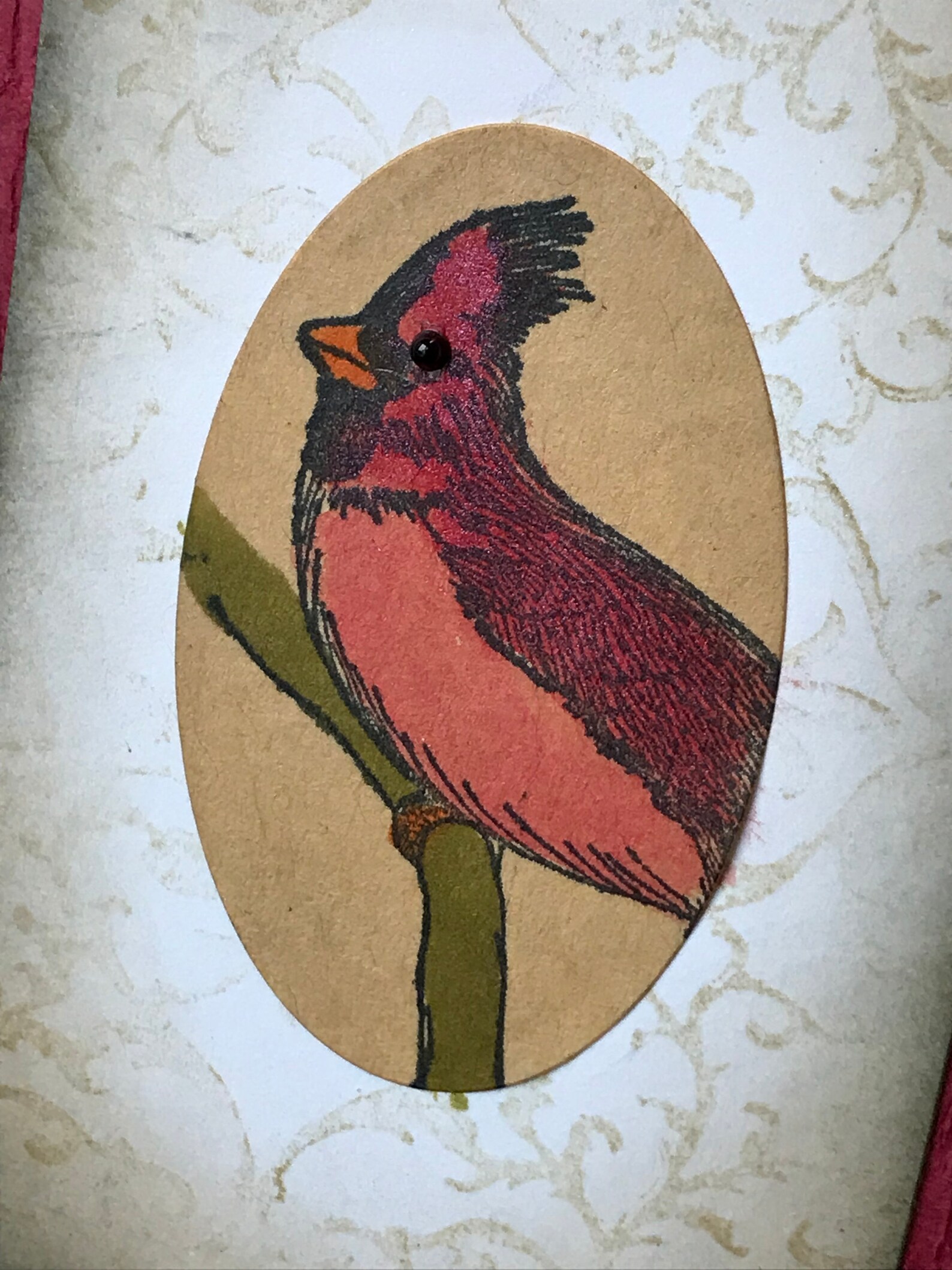 Cardinal bird rubber stamp from oldislandstamps | Etsy