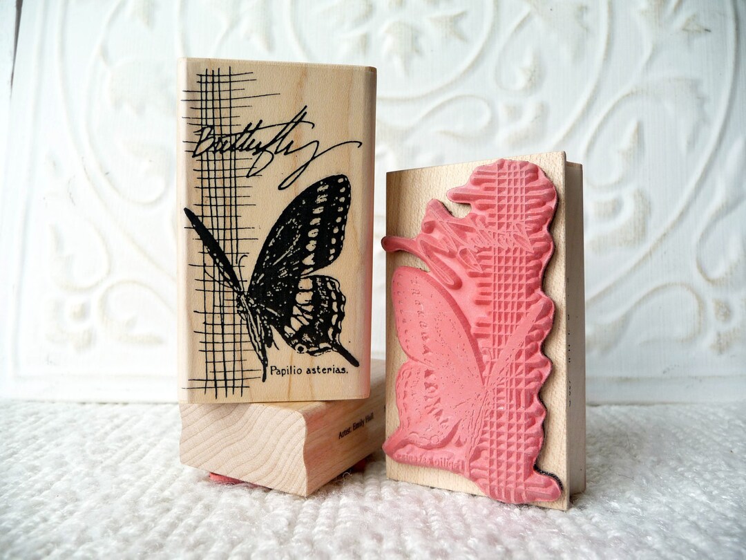 Butterfly Collage Rubber Stamp From Oldislandstamps - Etsy