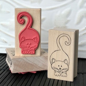 Crouching Kitty Cat Rubber Stamp From Oldislandstamps - Etsy