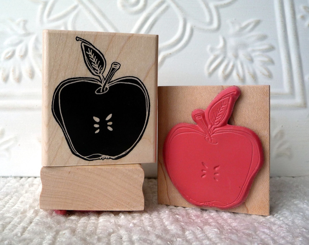 Apple Rubber Stamp From Oldislandstamps - Etsy