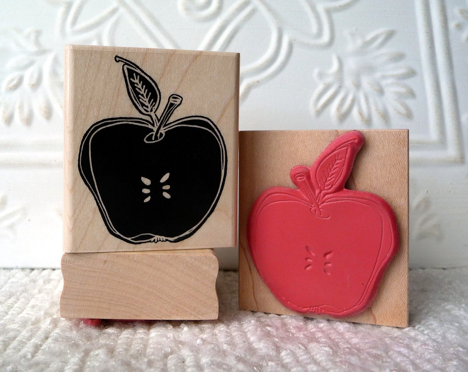 Apple Rubber Stamp From Oldislandstamps - Etsy
