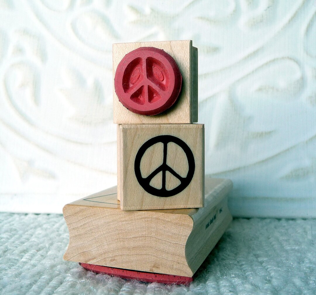 Peace Sign Rubber Stamp From Oldislandstamps - Etsy