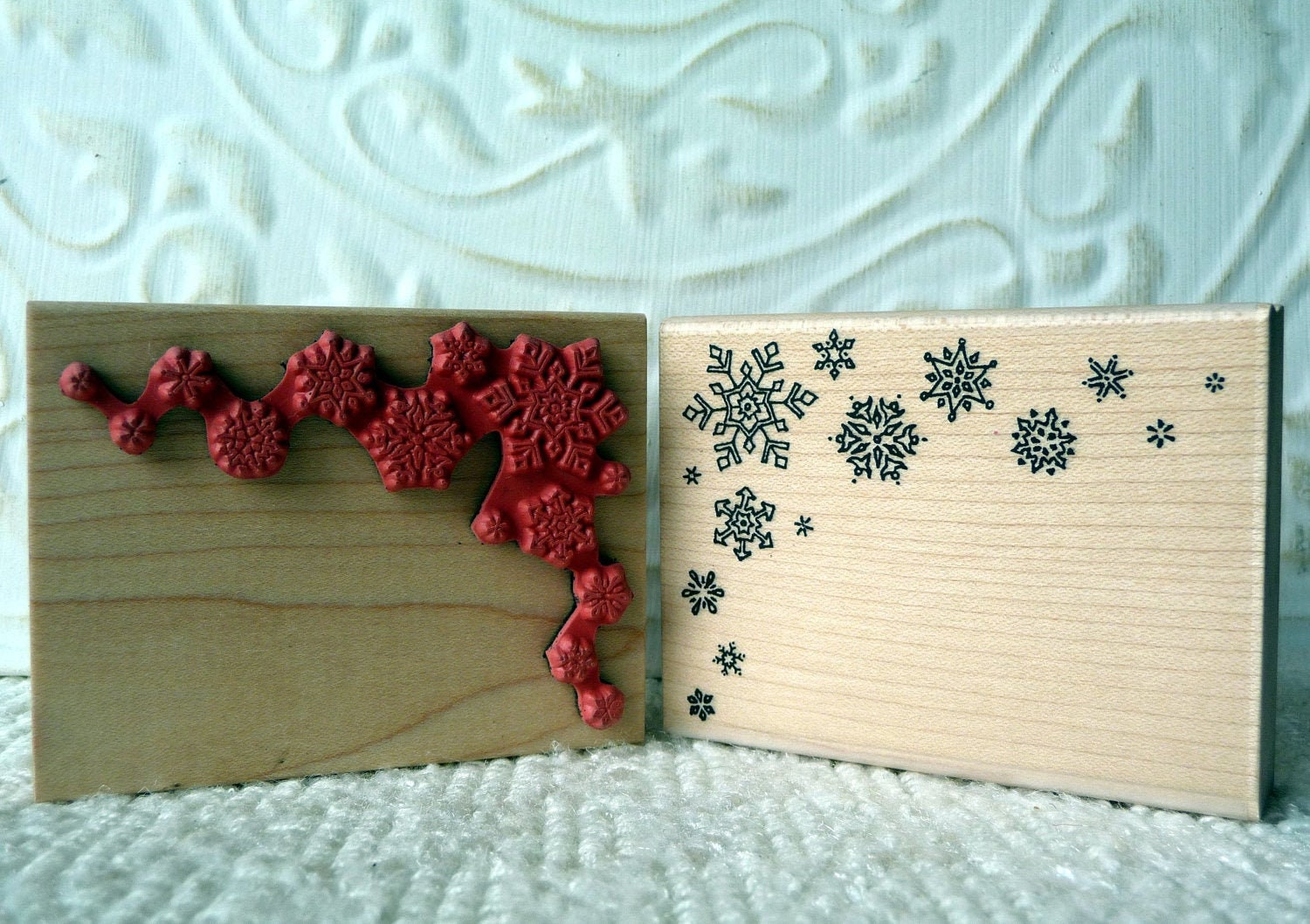 Snowflake Corner Rubber Stamp From Oldislandstamps - Etsy