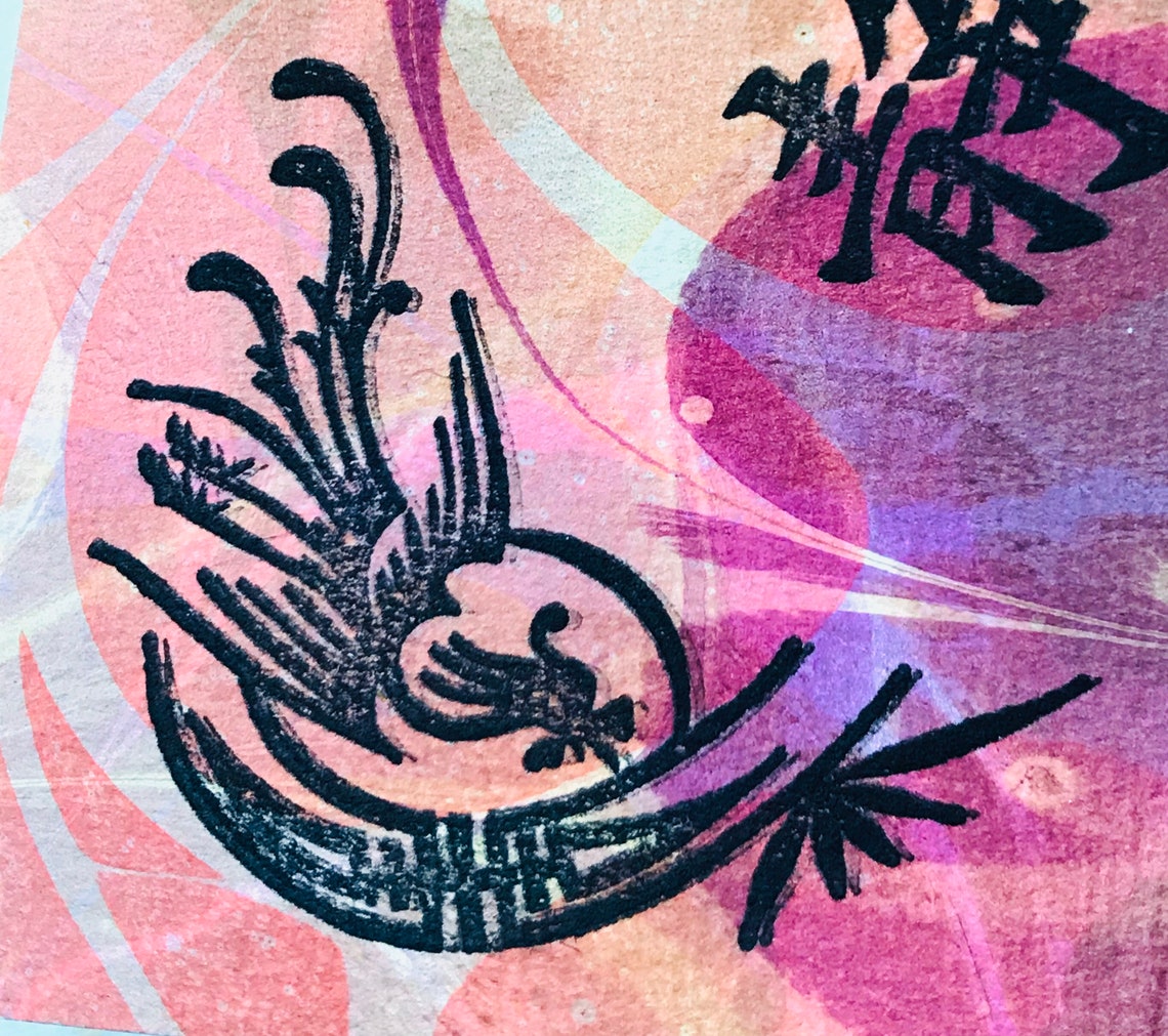 Phoenix and Shou Chinese Rubber Stamp From Oldislandstamps - Etsy