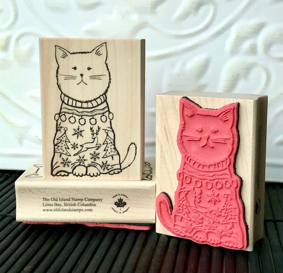 Grumpy Christmas Cat Rubber Stamp From Oldislandstamps - Etsy