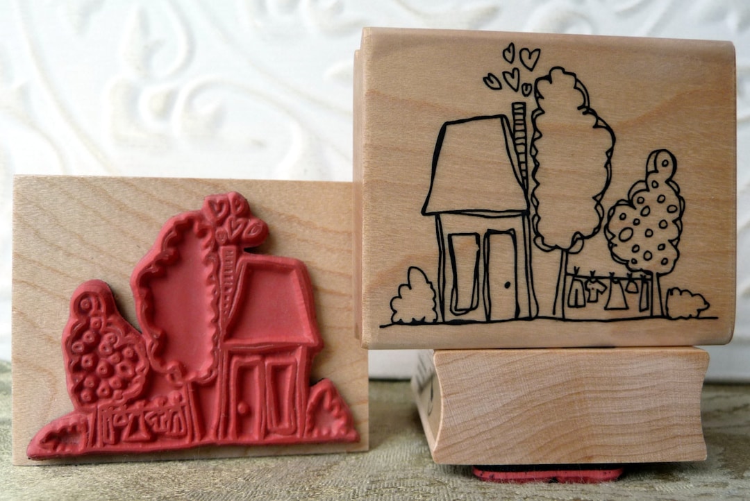 Happy Home Rubber Stamp From Oldislandstamps - Etsy