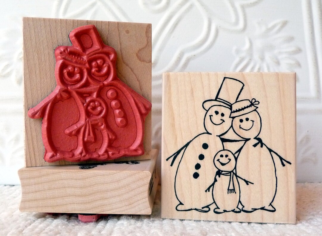 Snowman Family Rubber Stamp From Oldislandstamps - Etsy